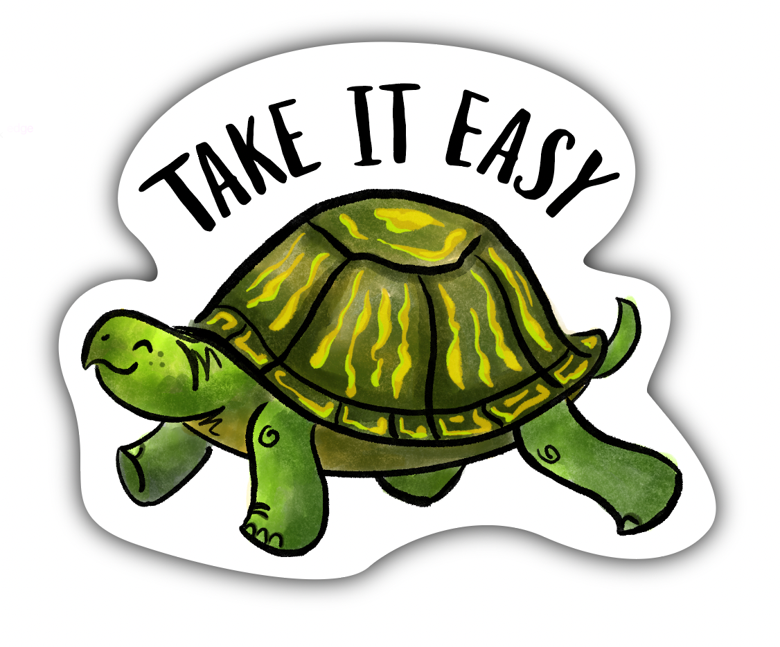 Take It Easy Turtle Sticker ST808 – Sketches By The Sea